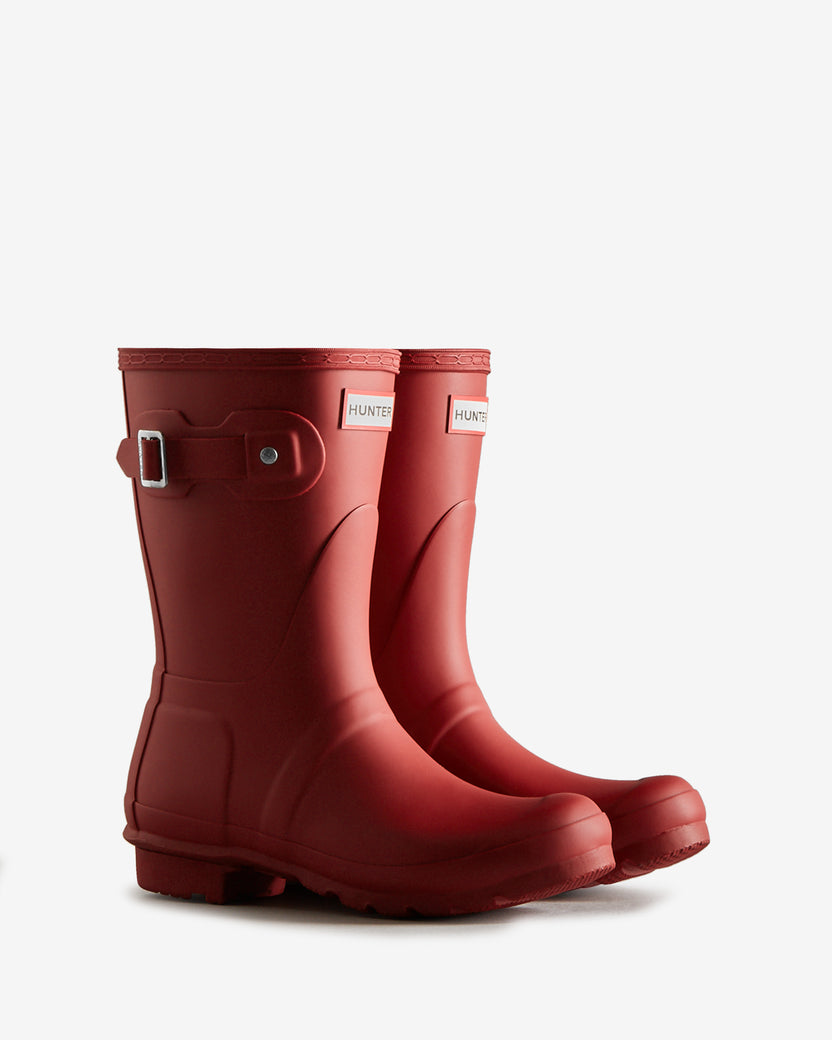 Women's Military Red Original Short Wellington Boot – Hunter Boots UK